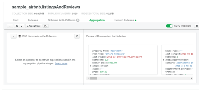 Aggregation database ใน MongoDB Atlas